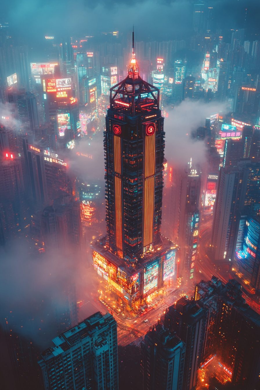 Skyscrapers with Cyberpunk Vibes
