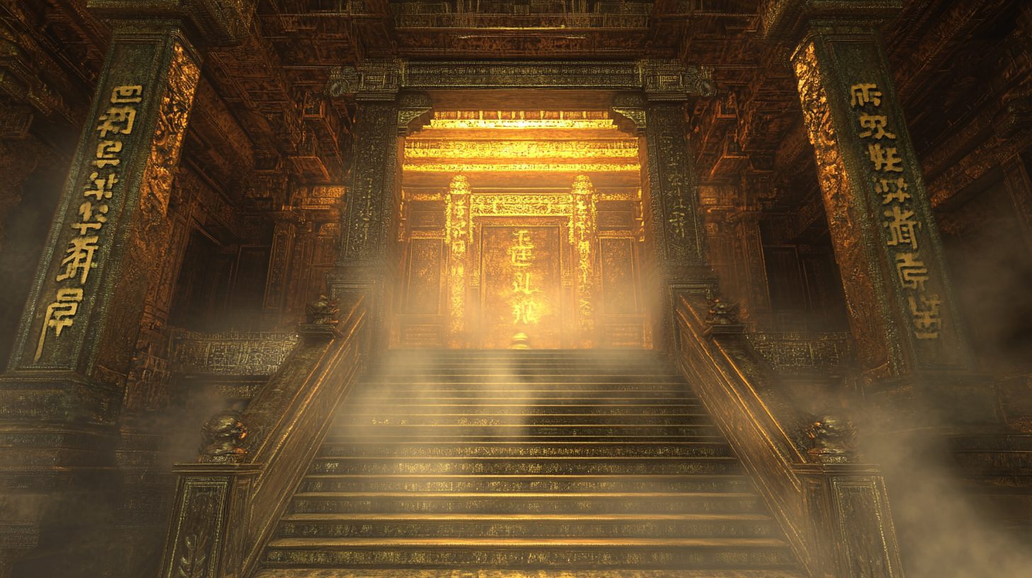 Stairway to a Cyberpunk Temple