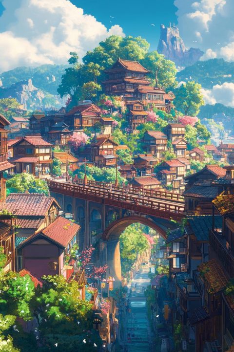 The Bridges of a Small Japanese Town – Anime Vibes