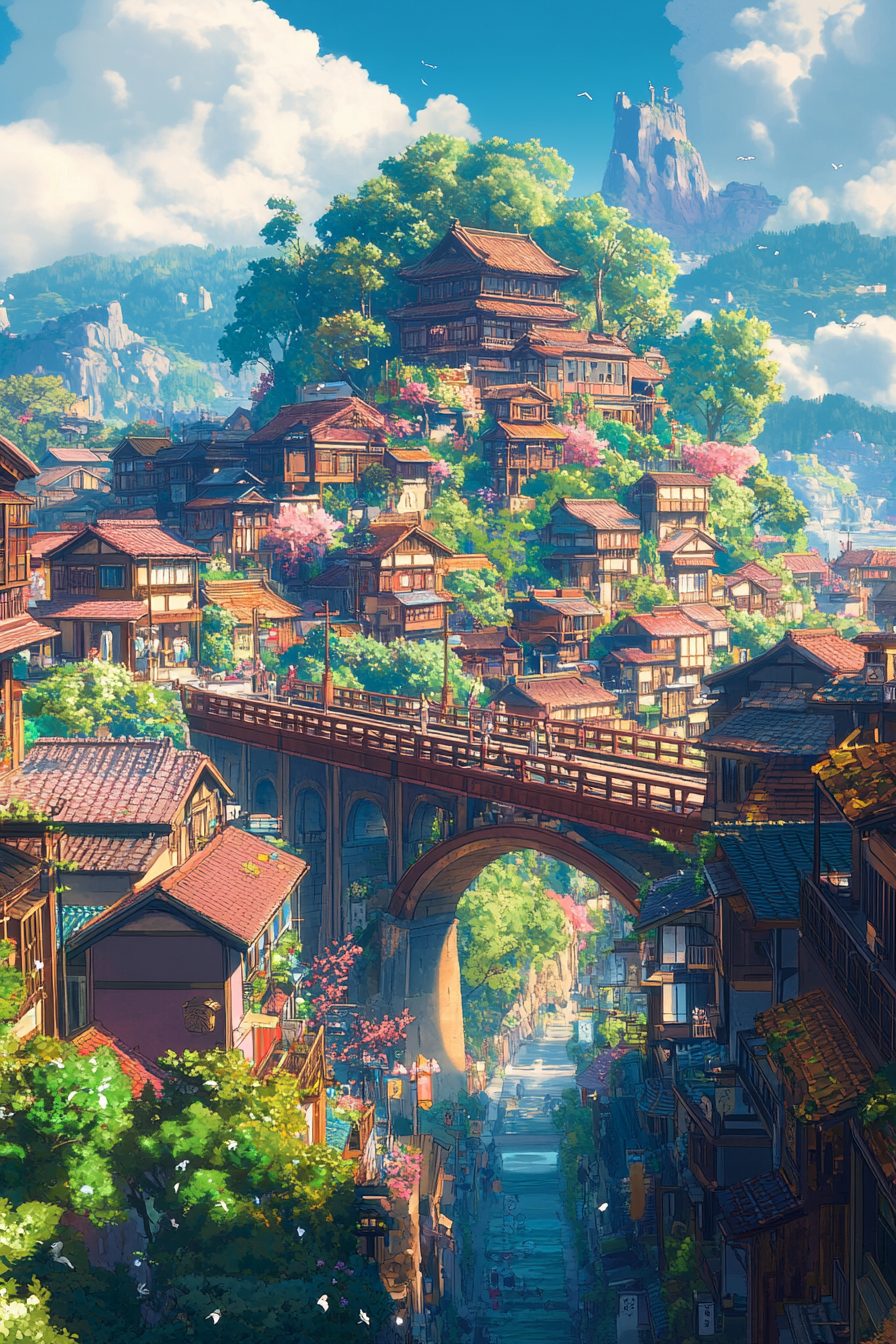 The Bridges of a Small Japanese Town – Anime Vibes