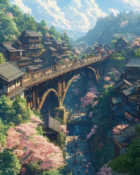 The Bridges of a Small Japanese Town – Anime Vibes
