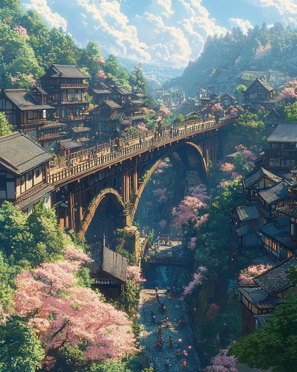 The Bridges of a Small Japanese Town – Anime Vibes