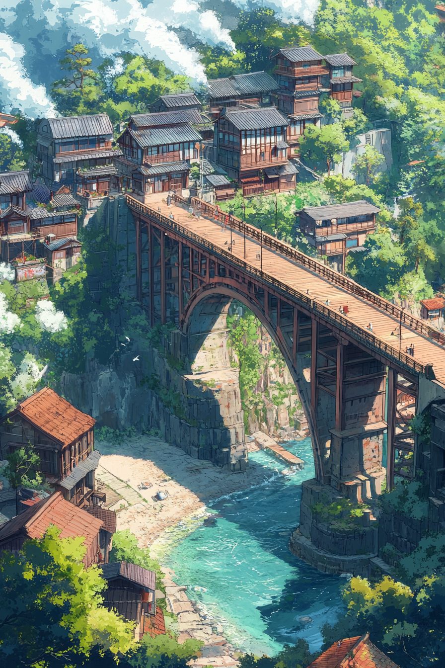 The Bridges of a Small Japanese Town – Anime Vibes