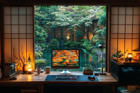 Traditional Japanese-Style Computer Rooms with a View