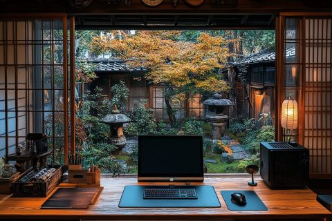 Traditional Japanese-Style Computer Rooms with a View