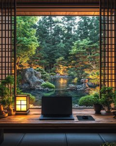 Traditional Japanese-Style Computer Rooms with a View