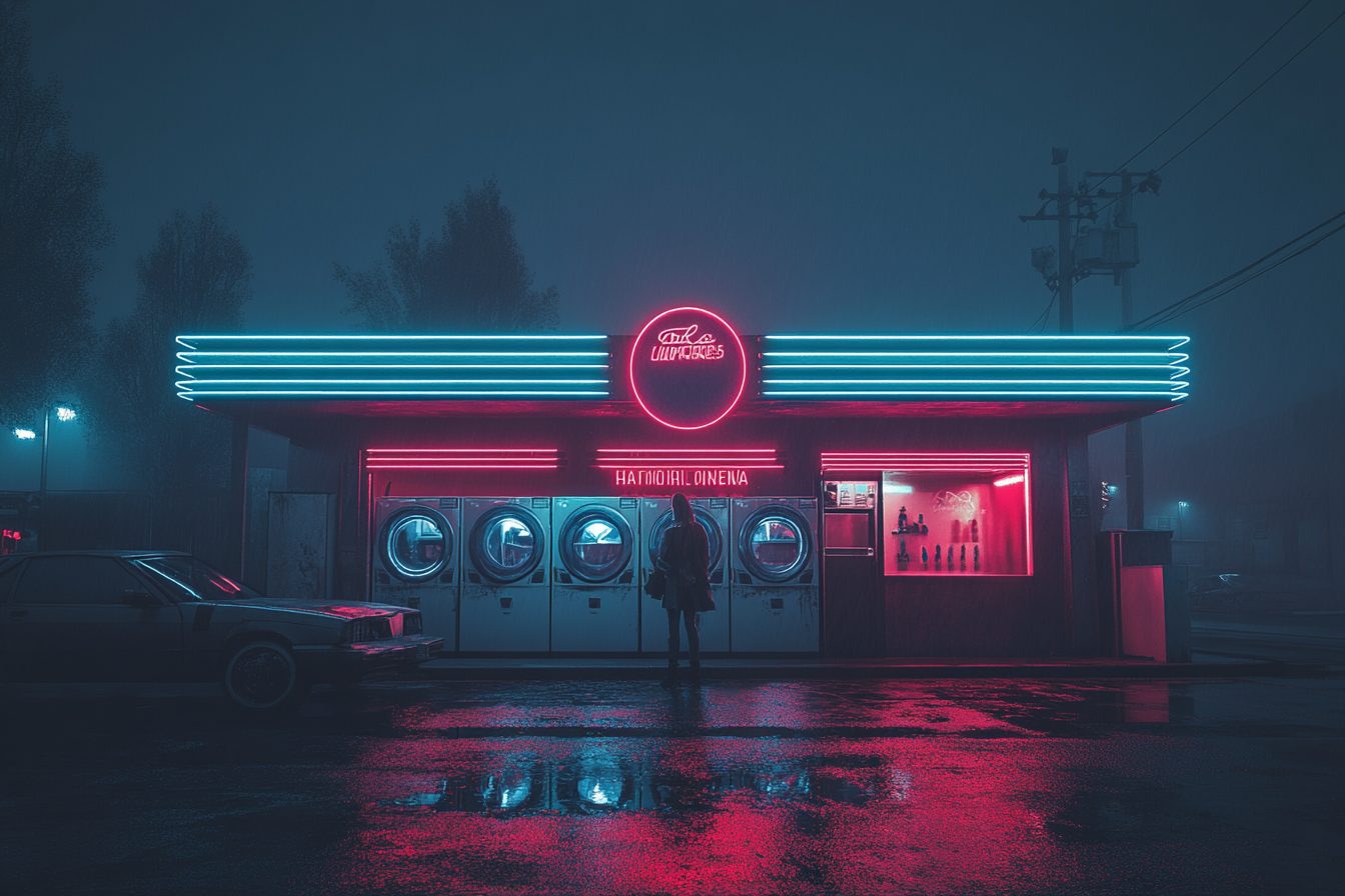Cyberpunk Neon Outdoor Laundromats