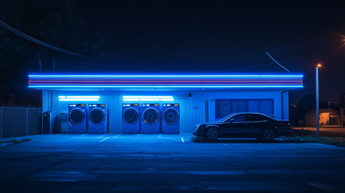 Cyberpunk Neon Outdoor Laundromats