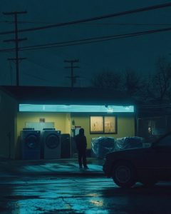 Cyberpunk Neon Outdoor Laundromats