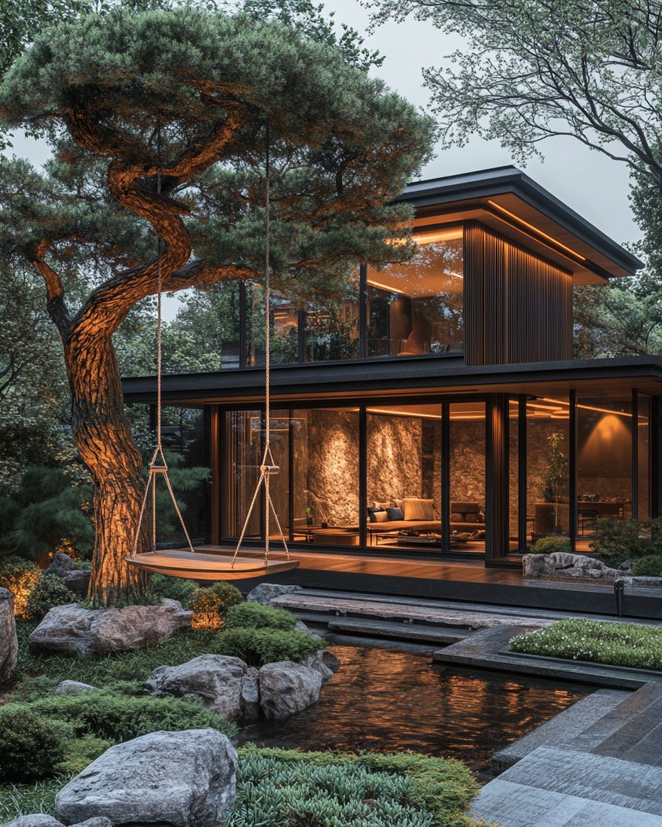Modern Chinese-Style Homes and their Garden Swings