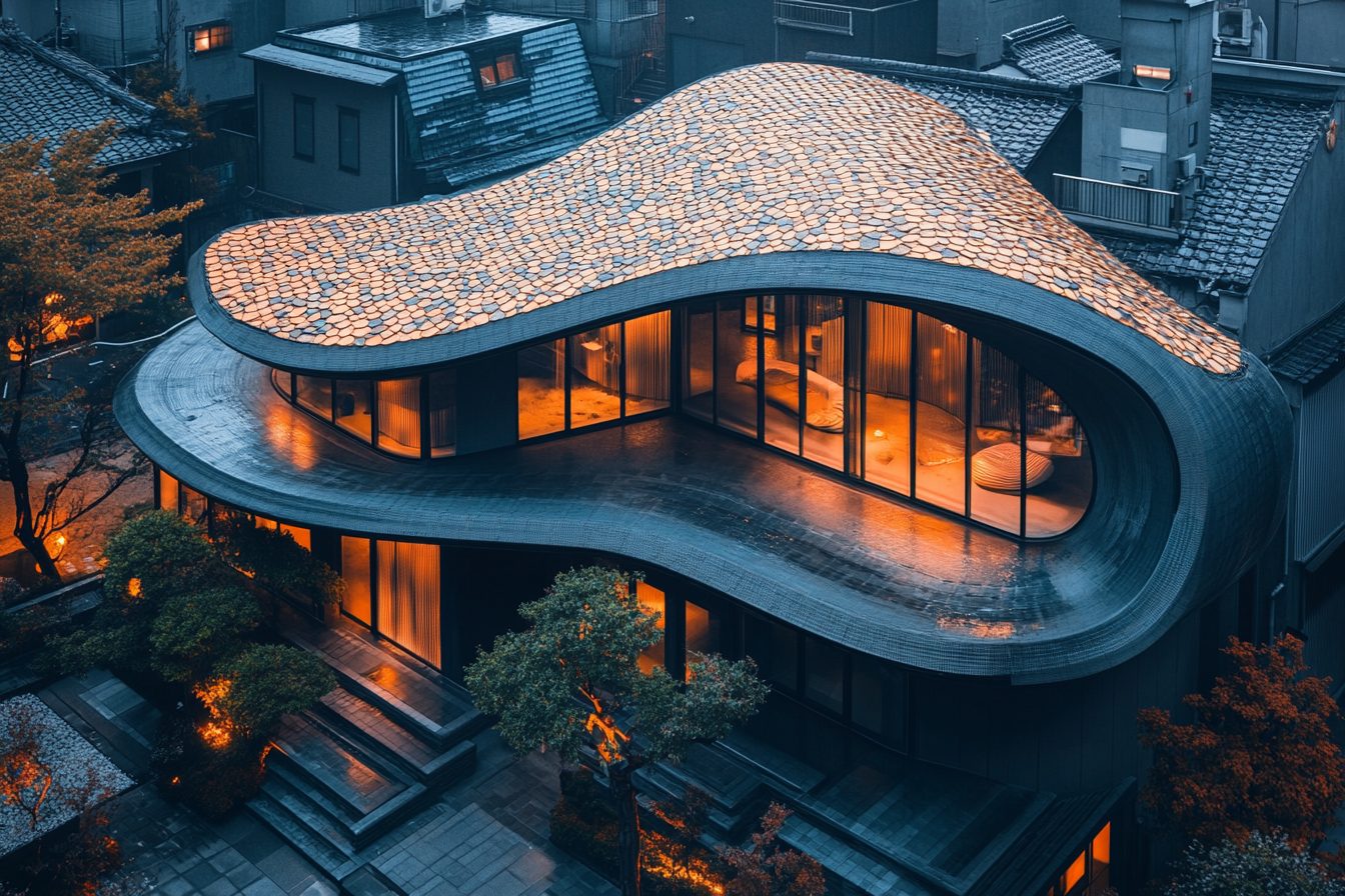 Modern Japanese-Style Houses with Golden Tiles
