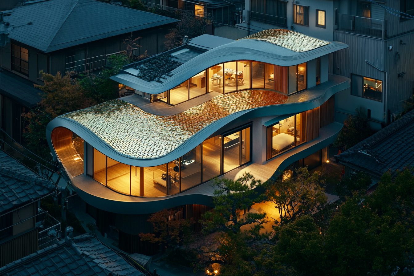 Modern Japanese-Style Houses with Golden Tiles
