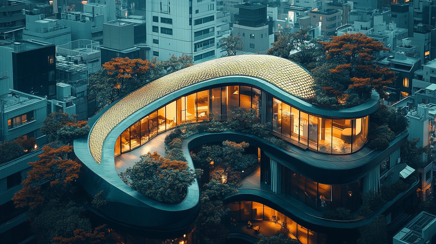 Modern Japanese-Style Houses with Golden Tiles