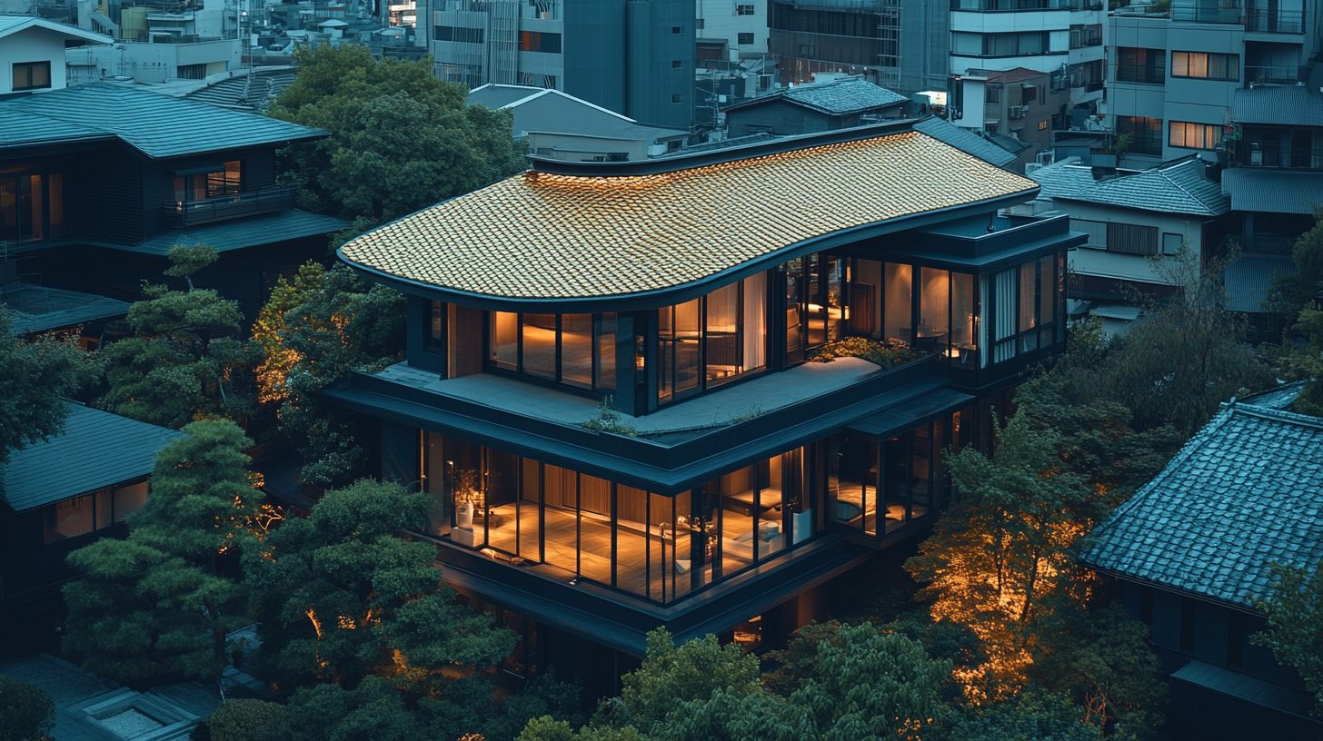 Modern Japanese-Style Houses with Golden Tiles