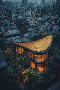 Modern Japanese-Style Houses with Golden Tiles