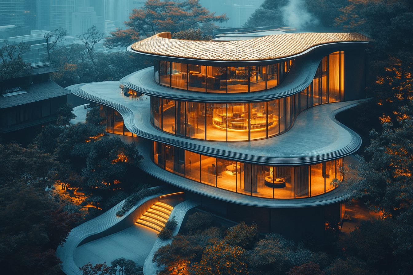 Modern Japanese-Style Houses with Golden Tiles