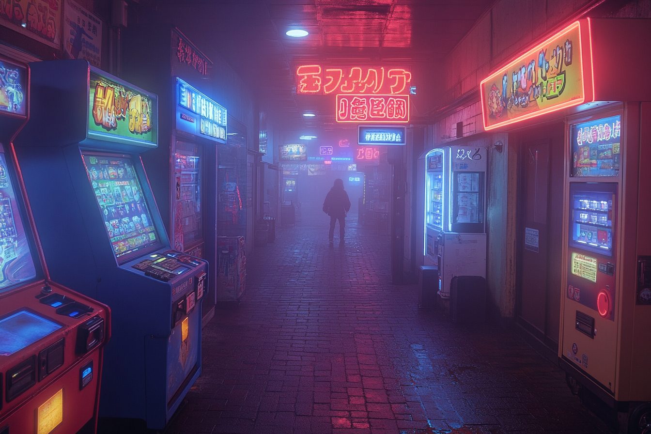 Old Japanese Alleyways of Arcade and Vending Machines