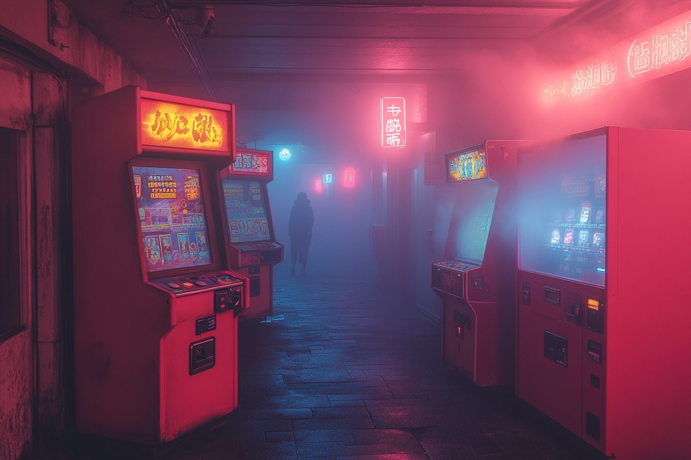 Old Japanese Alleyways of Arcade and Vending Machines