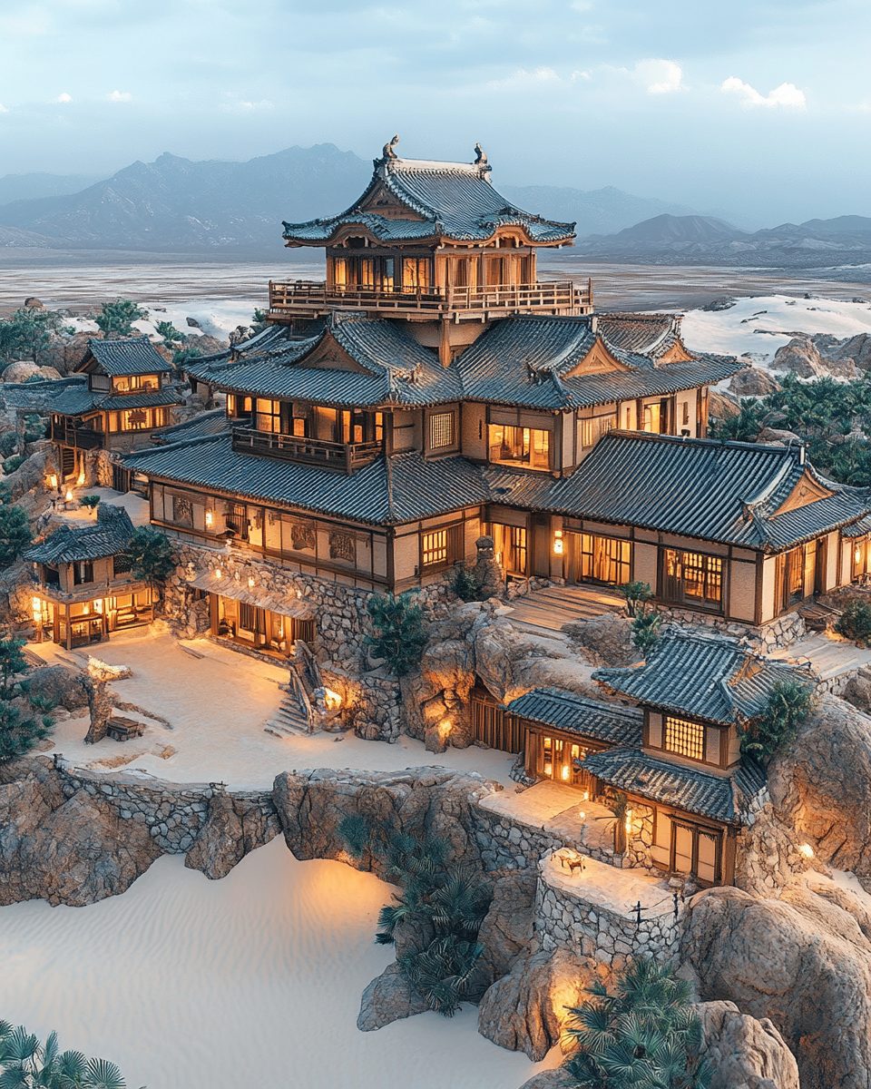 Traditional Japanese Buildings in the Desert