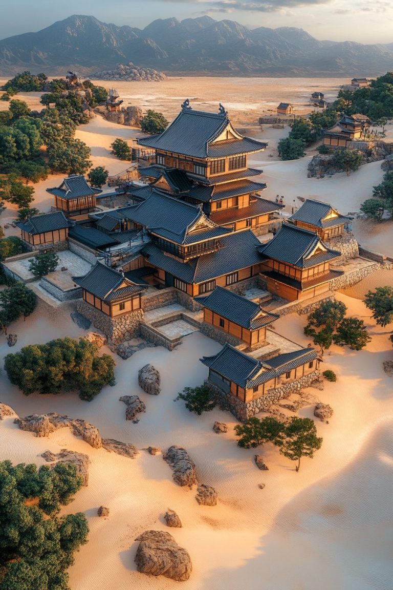 Traditional Japanese Buildings in the Desert