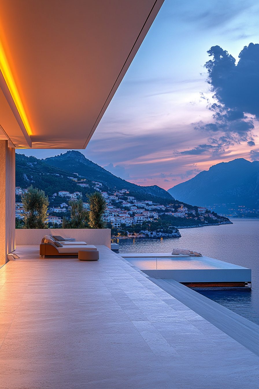 Modern Patio with an Incredible Seafront View