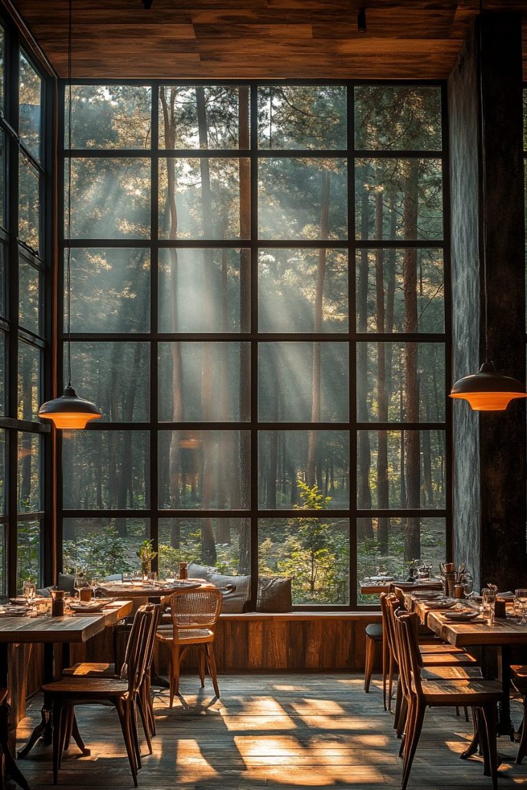Rustic Modern Taverns with Forest Views