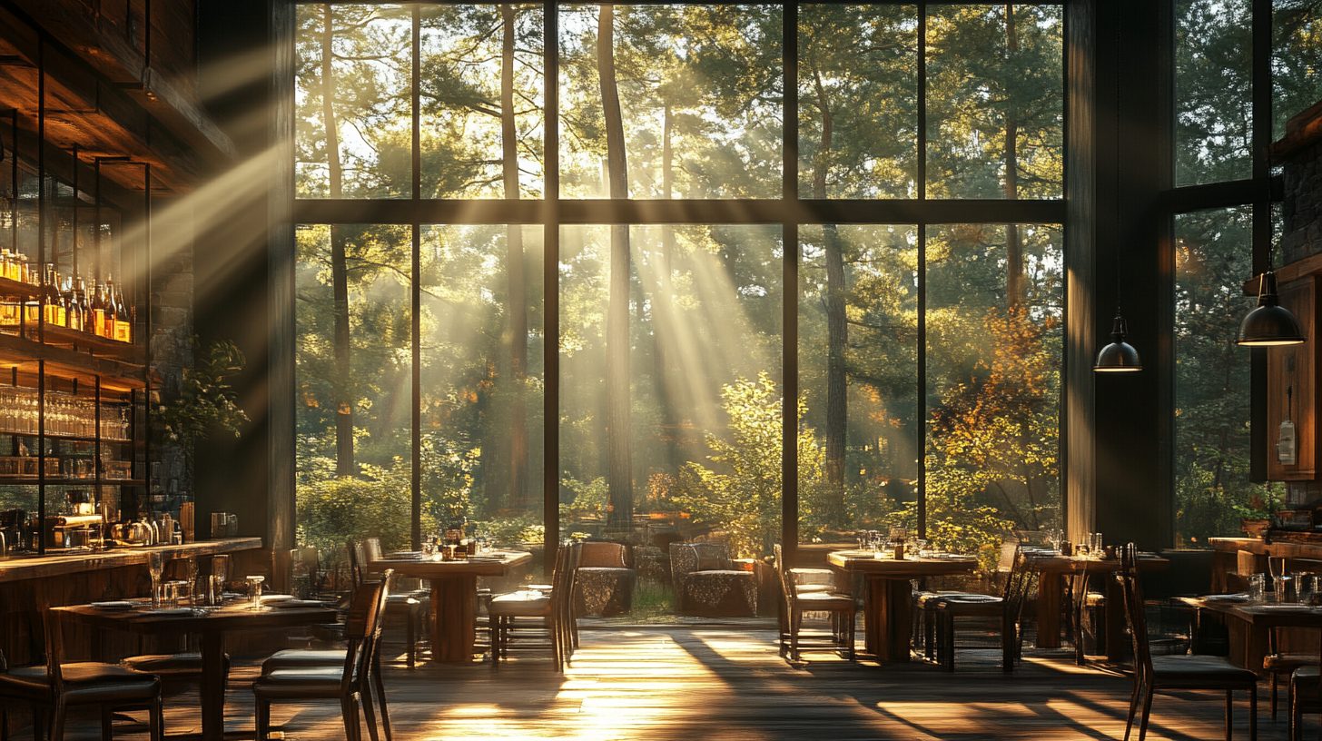 Rustic Modern Taverns with Forest Views