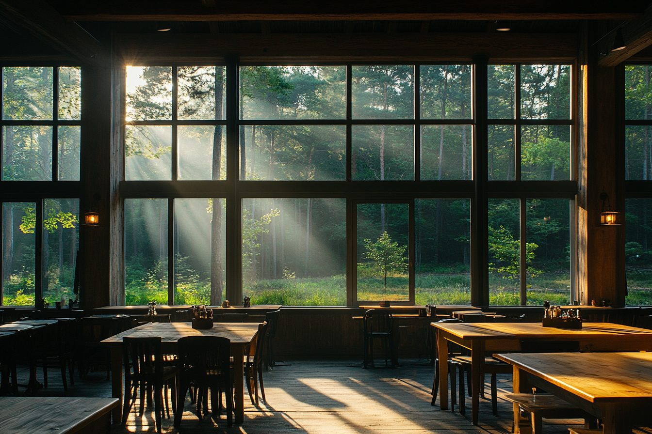 Rustic Modern Taverns with Forest Views
