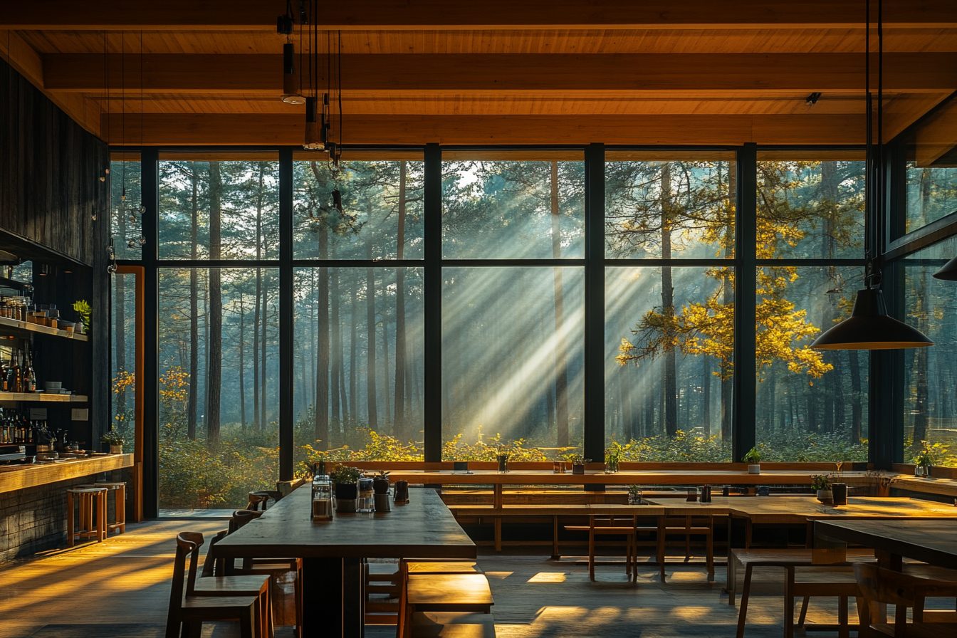 Rustic Modern Taverns with Forest Views