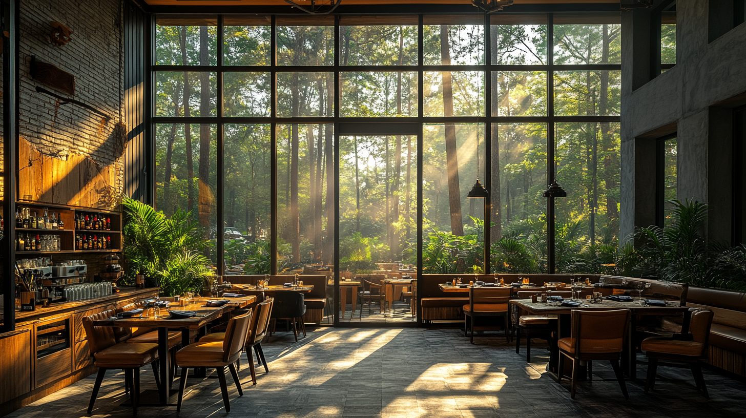 Rustic Modern Taverns with Forest Views