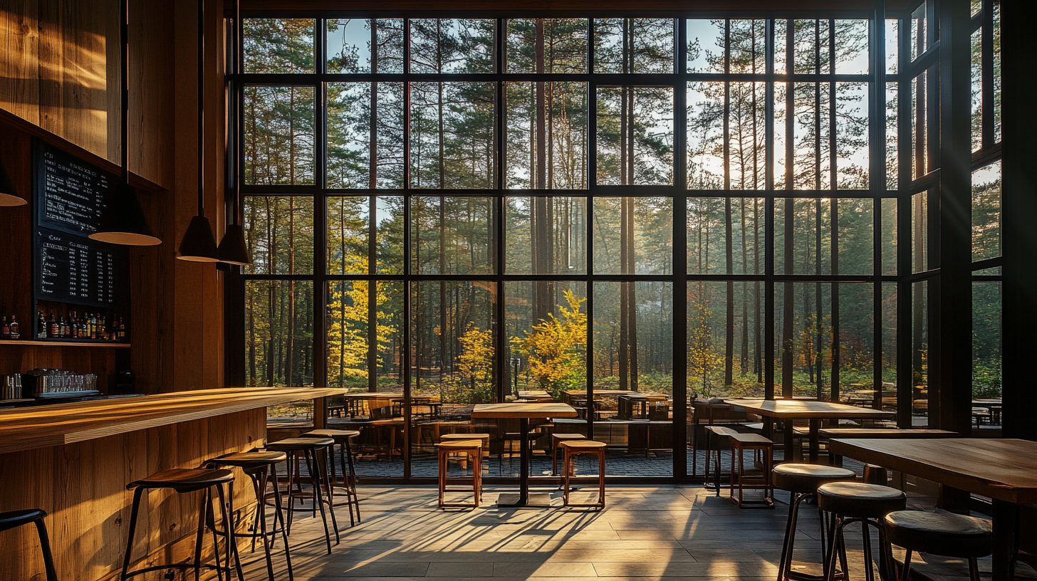Rustic Modern Taverns with Forest Views