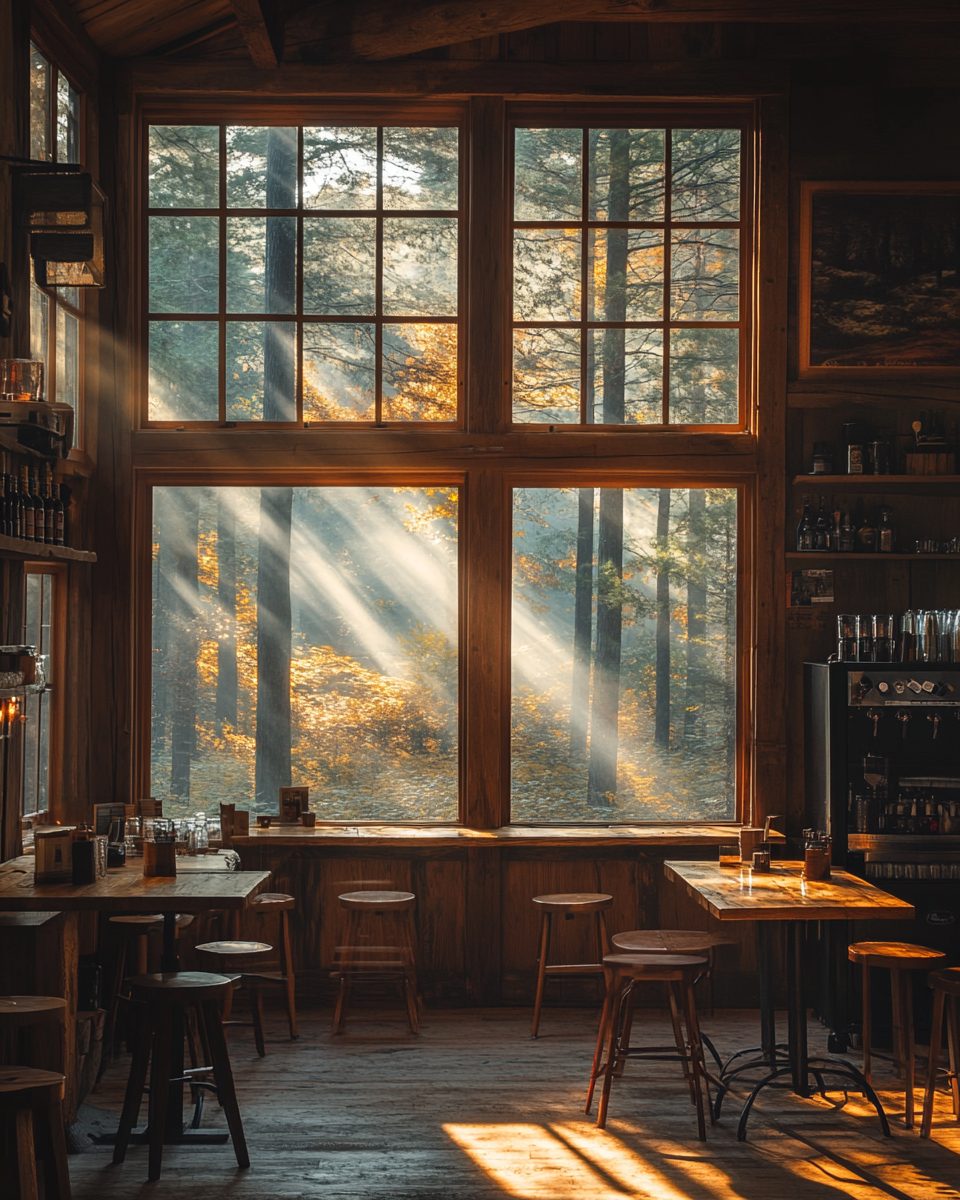Rustic Modern Taverns with Forest Views