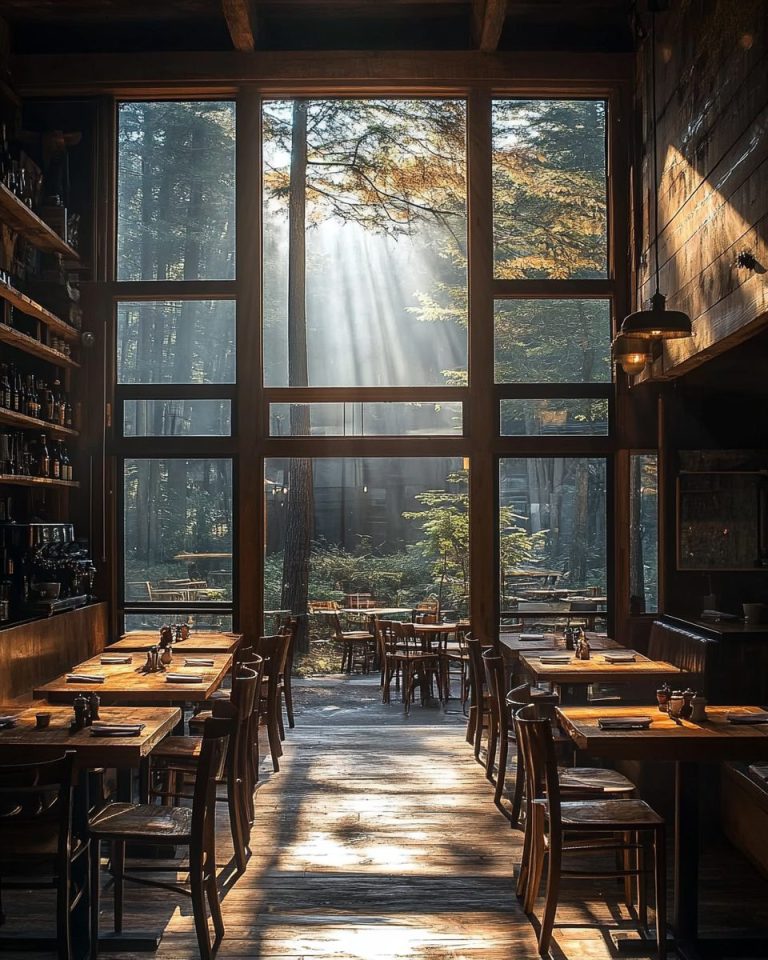 Rustic Modern Taverns with Forest Views