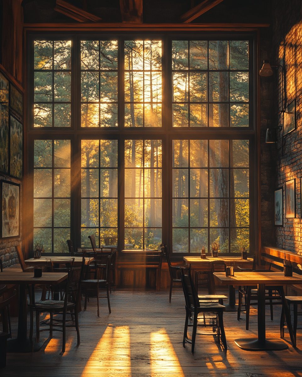 Rustic Modern Taverns with Forest Views