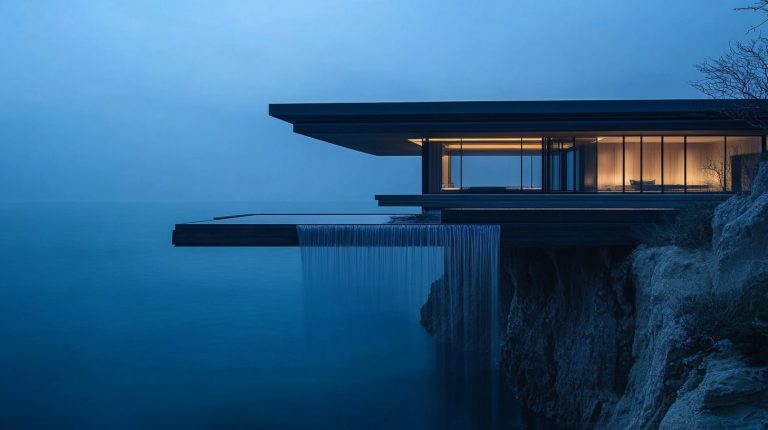 Seafront Homes with Modern Waterfalls