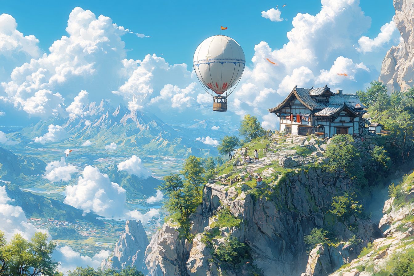 Whimsical Homes with Hot Air Balloons – Anime Vibes