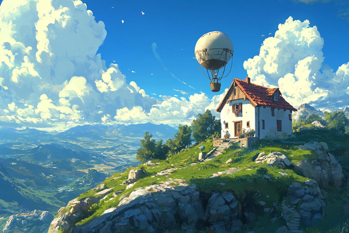 Whimsical Homes with Hot Air Balloons – Anime Vibes