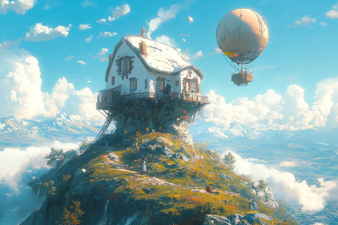Whimsical Homes with Hot Air Balloons – Anime Vibes