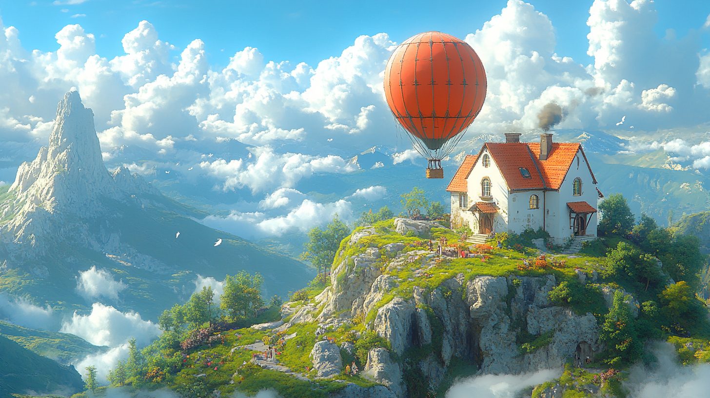 Whimsical Homes with Hot Air Balloons – Anime Vibes