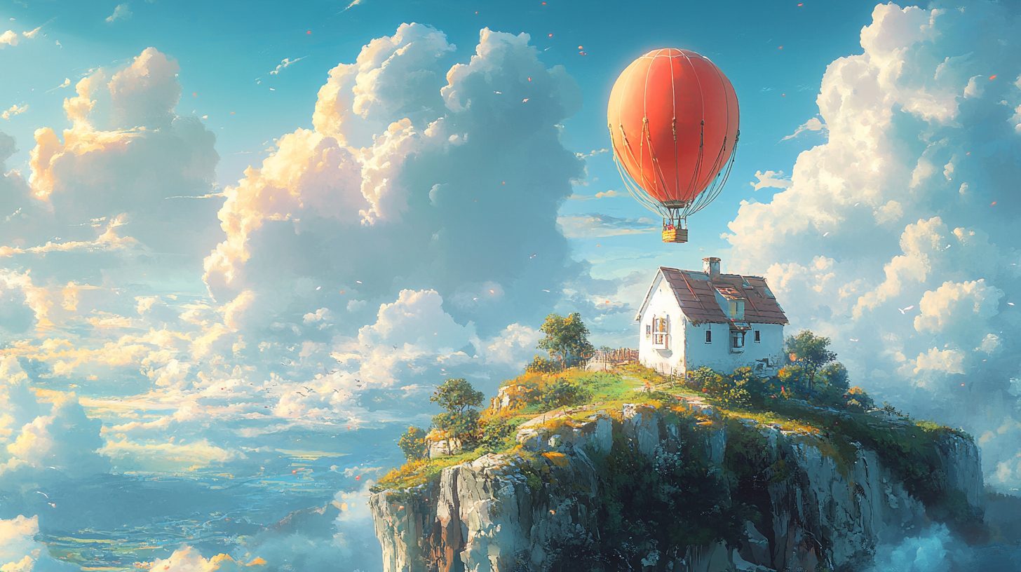 Whimsical Homes with Hot Air Balloons – Anime Vibes
