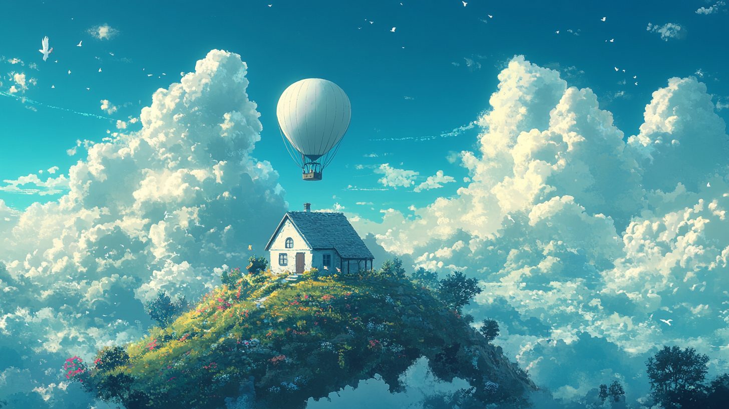 Whimsical Homes with Hot Air Balloons – Anime Vibes