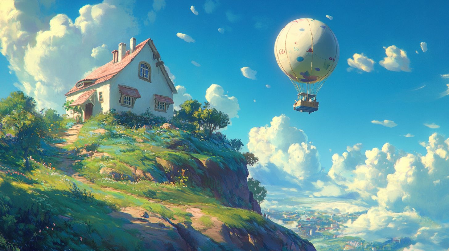Whimsical Homes with Hot Air Balloons – Anime Vibes
