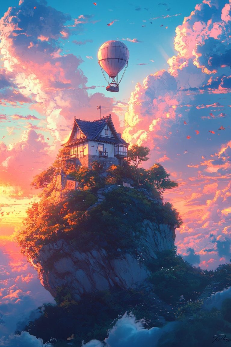Whimsical Homes with Hot Air Balloons – Anime Vibes