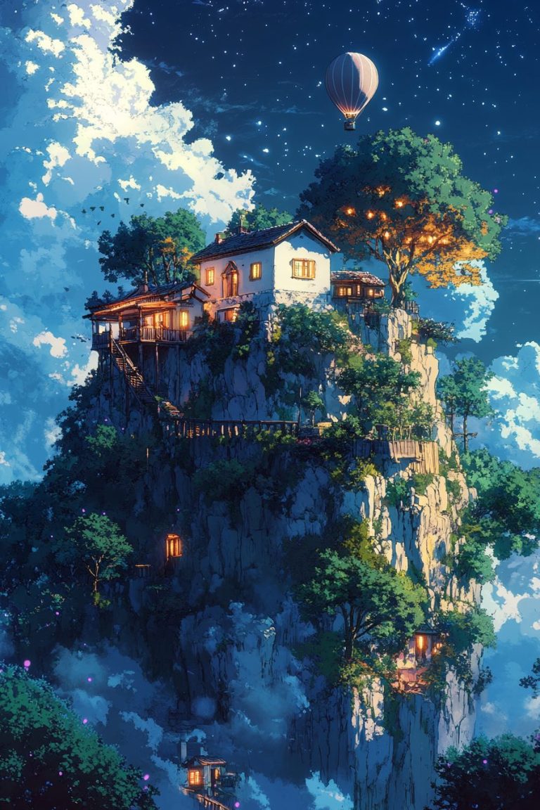 Whimsical Homes with Hot Air Balloons – Anime Vibes