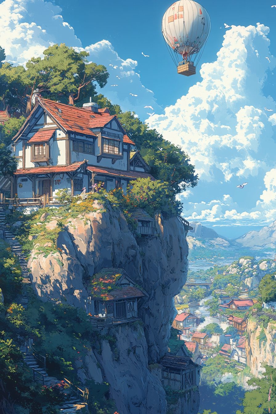 Whimsical Homes with Hot Air Balloons – Anime Vibes