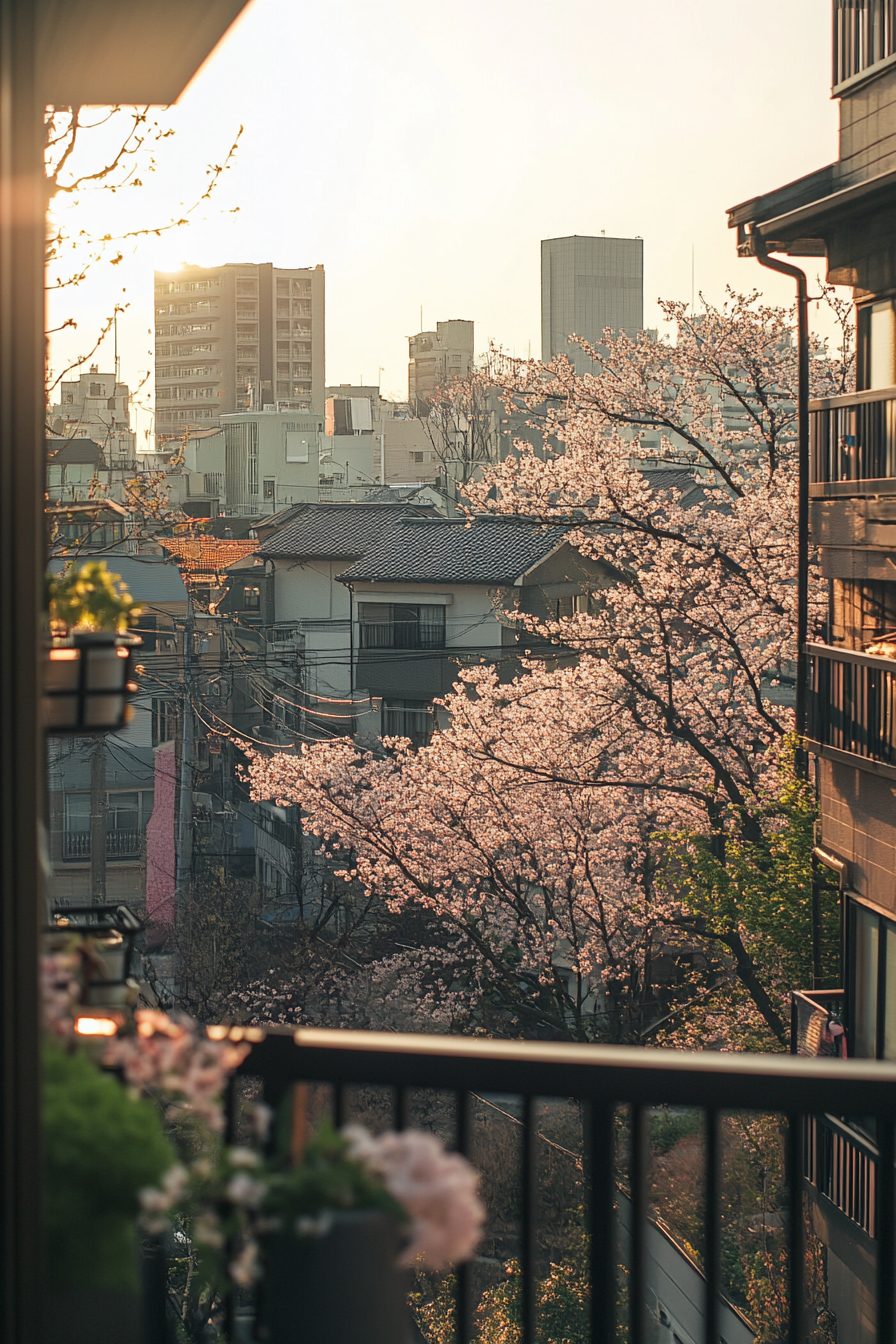 Balcony View of the Suburbs in Japan