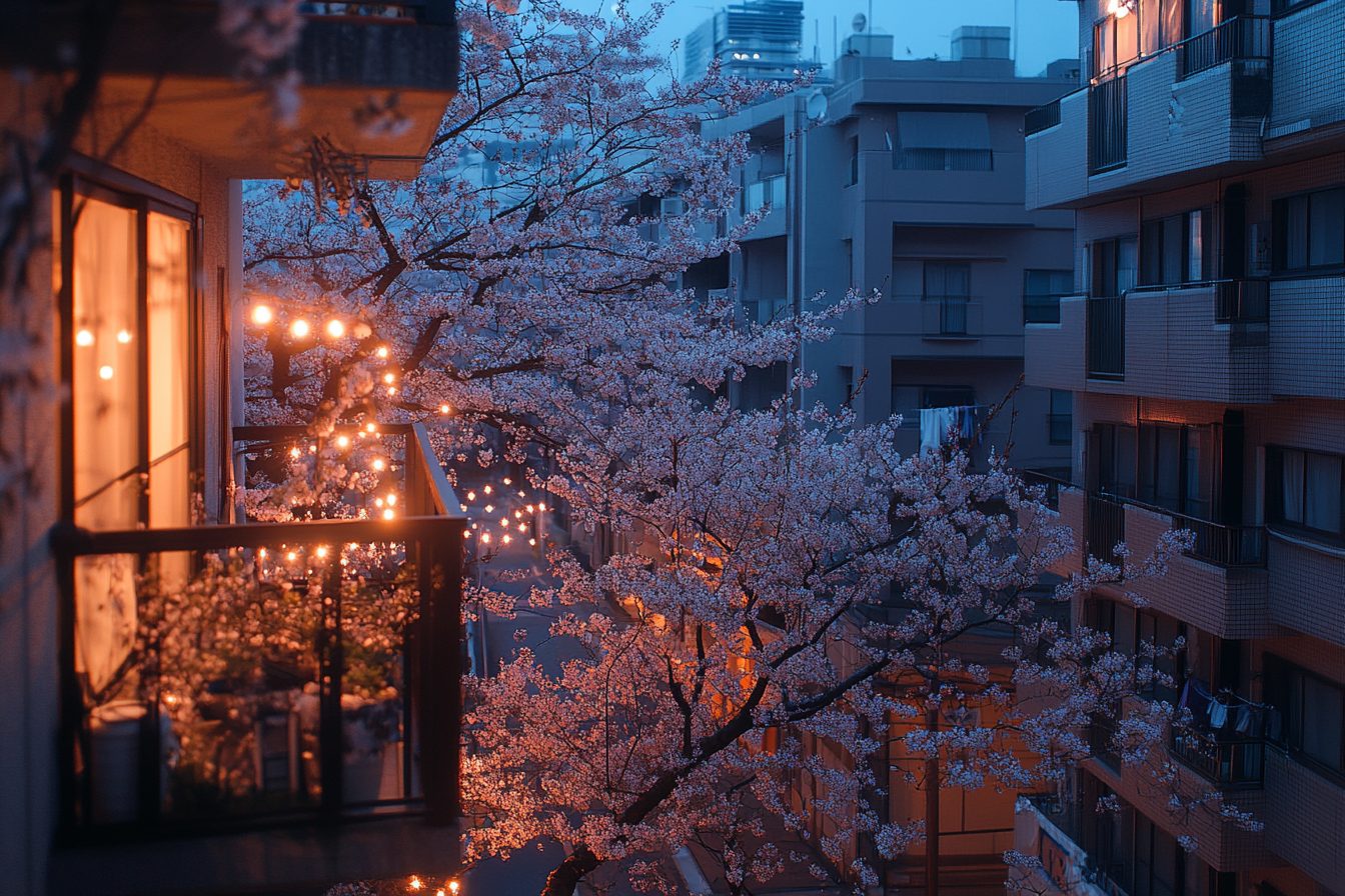 Balcony View of the Suburbs in Japan