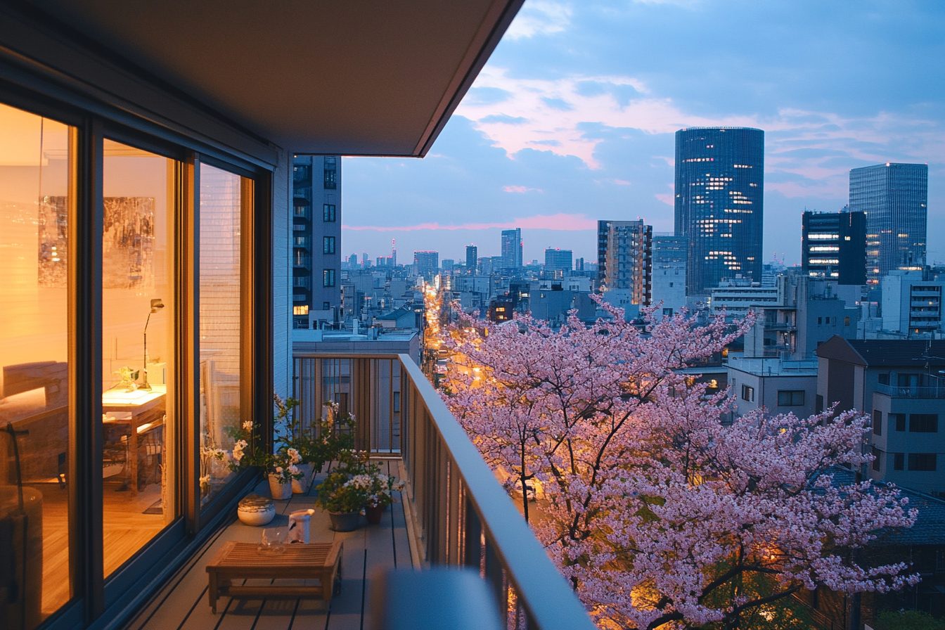 Balcony View of the Suburbs in Japan