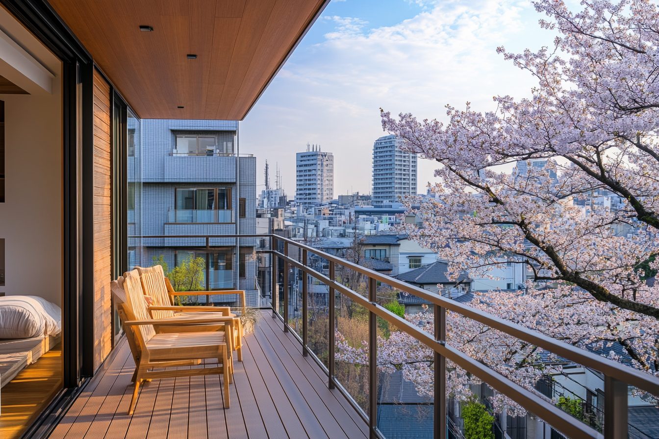 Balcony View of the Suburbs in Japan