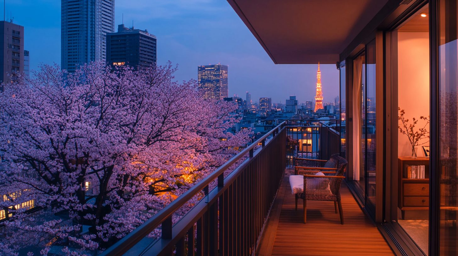 Balcony View of the Suburbs in Japan